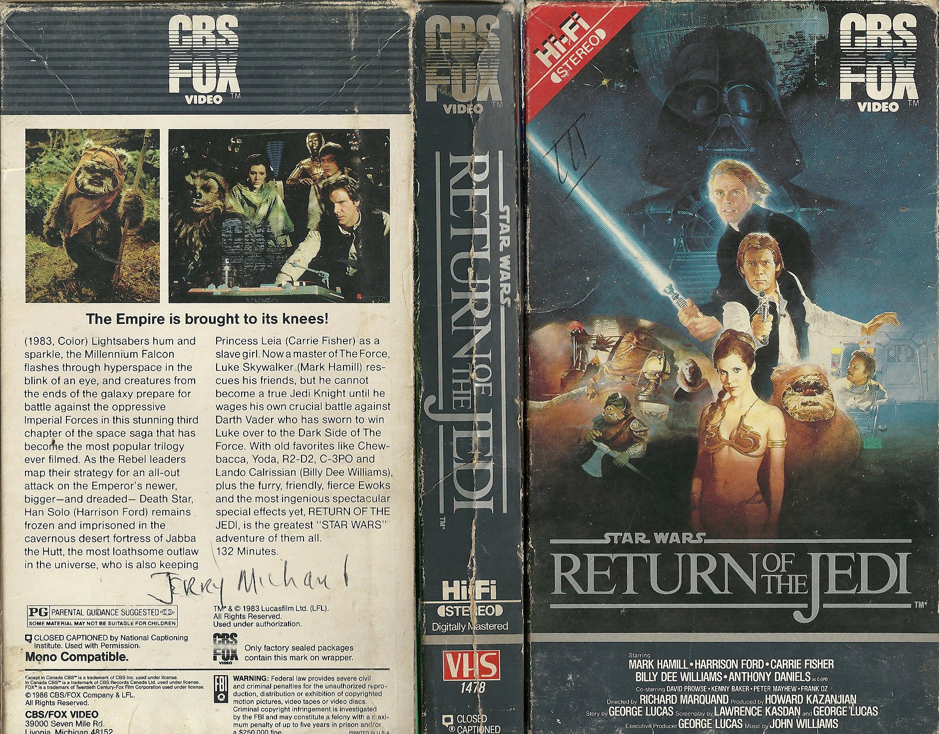 Return Of The Jedi Vhs Cover