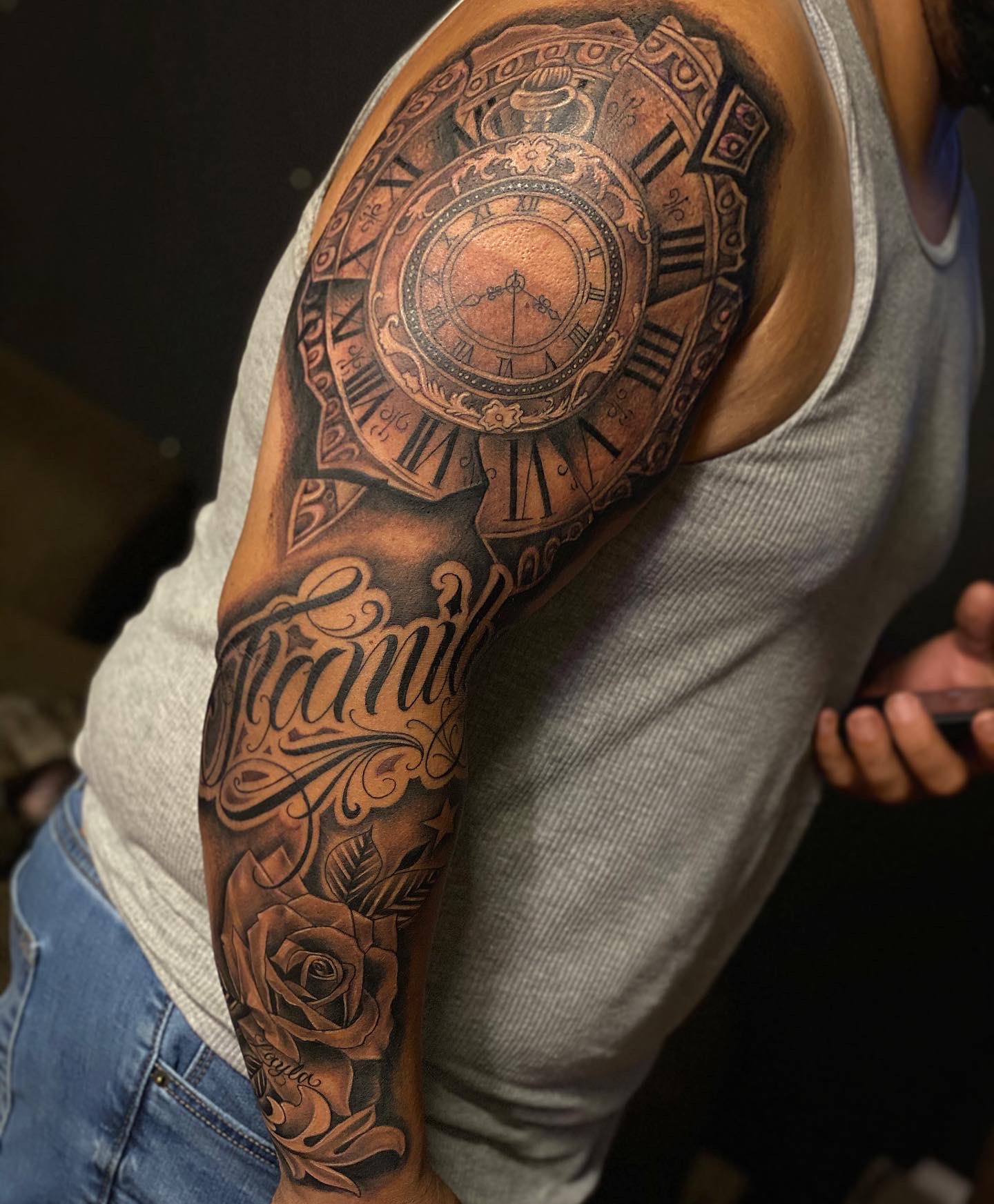 Family First Tattoo On Shoulder