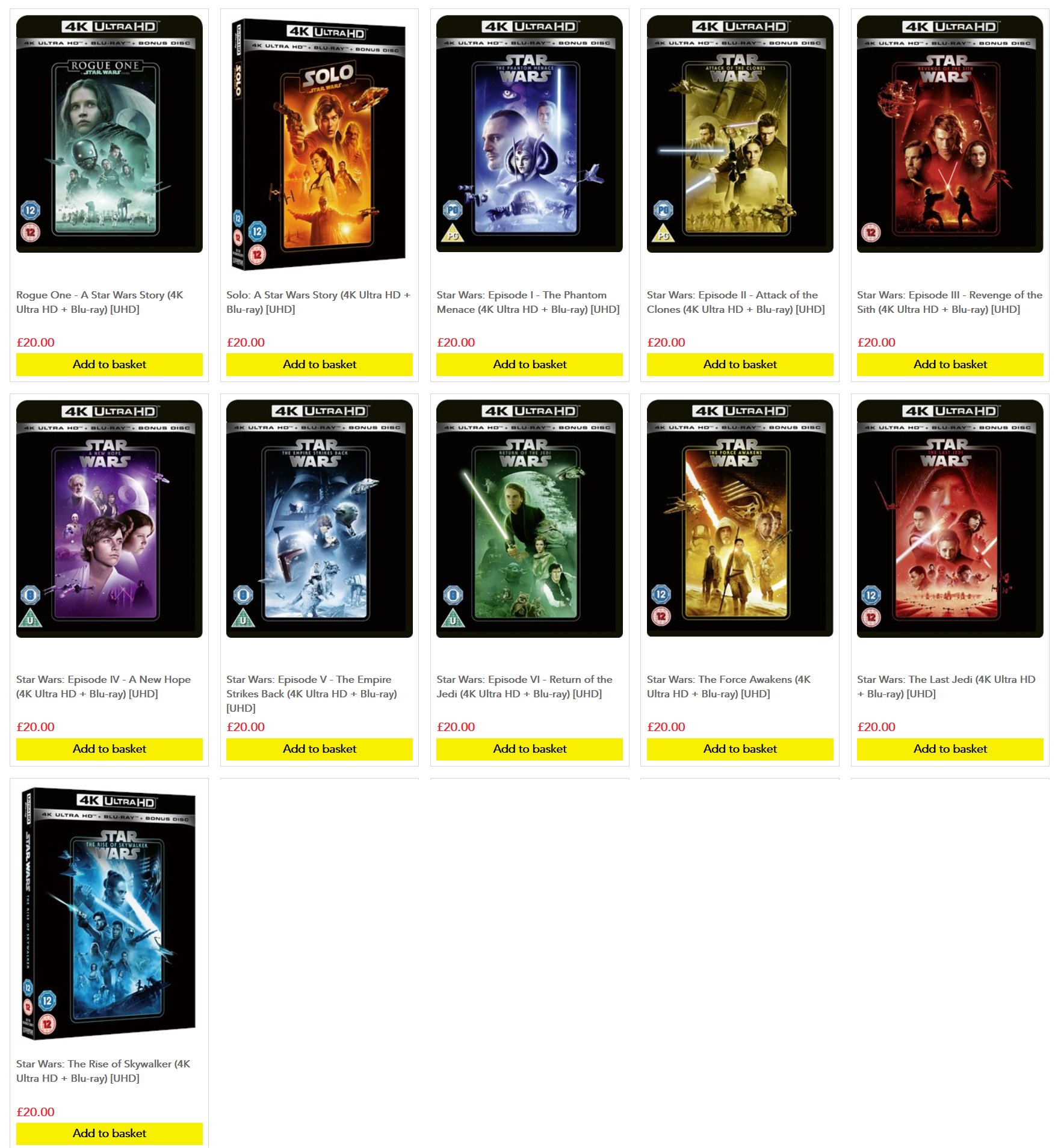 Ultra HD Blu-ray 💿 on Twitter: "Actually all of these 11 Star Wars ...