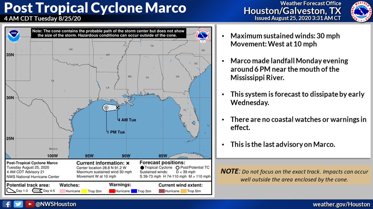 Update: 4AM Post-Tropical Cyclone Marco has weakened and is expected to ...