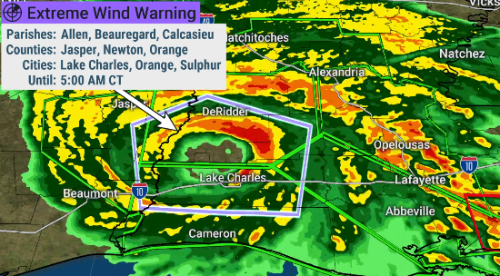 Several counties in Louisiana and Texas are under extreme wind warnings ...