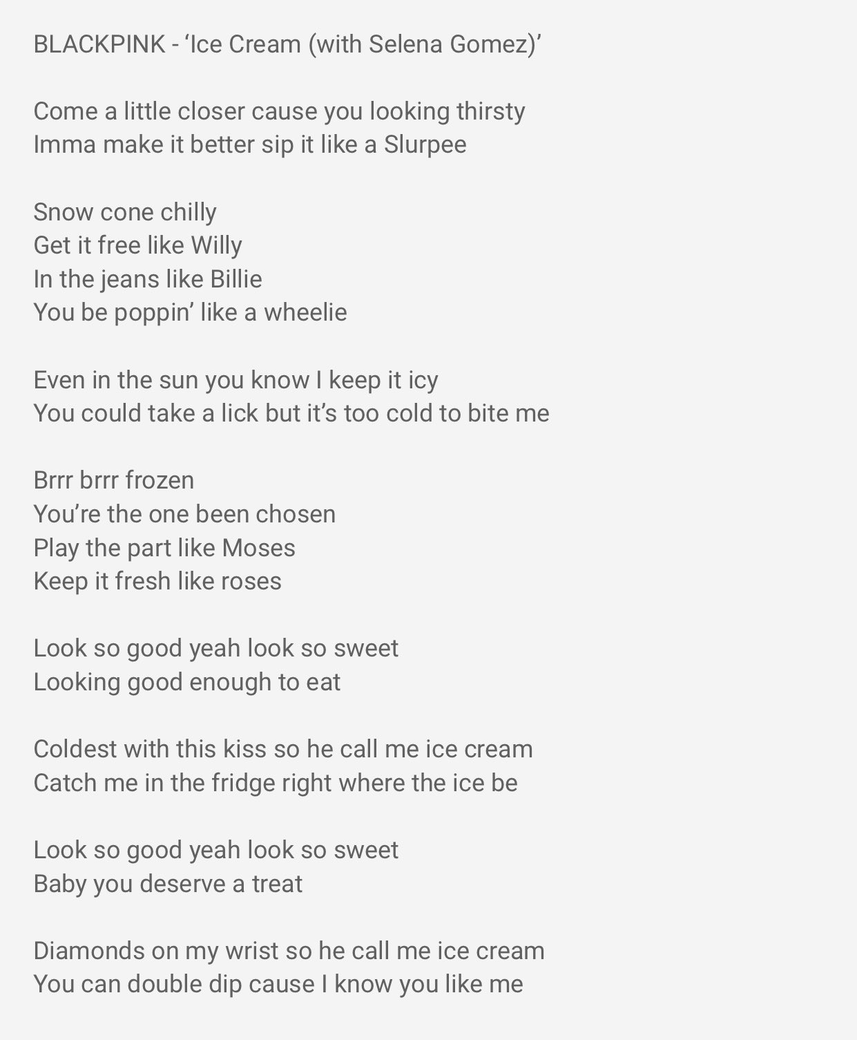Lyrics of ice cream blackpink store