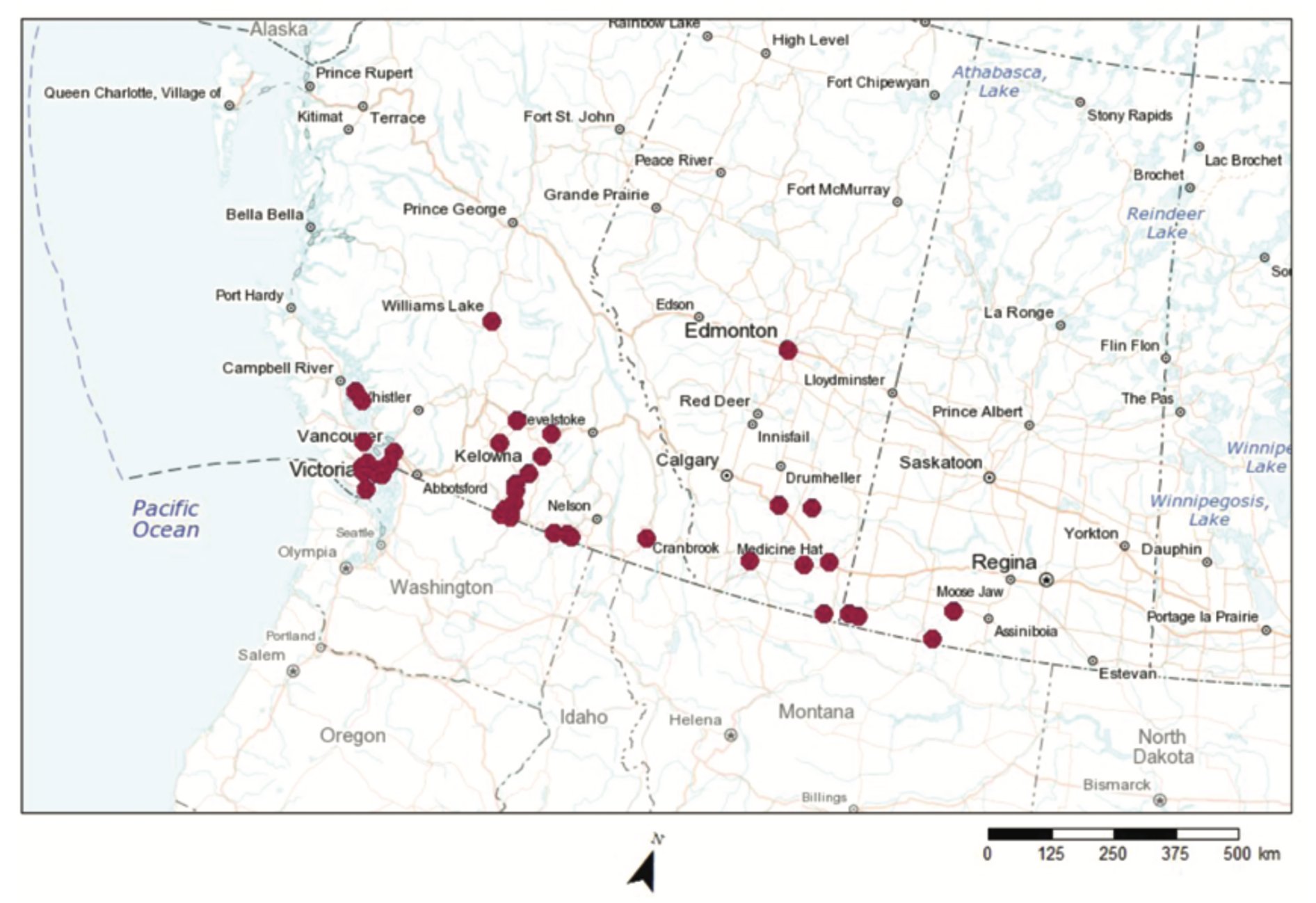 Black Widow Spider Habitat Map