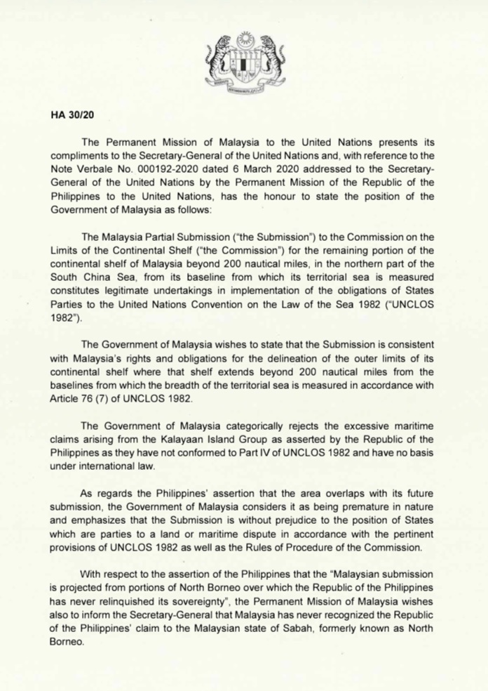 READ: Government of Malaysia issues note verbale rejecting Philippines ...
