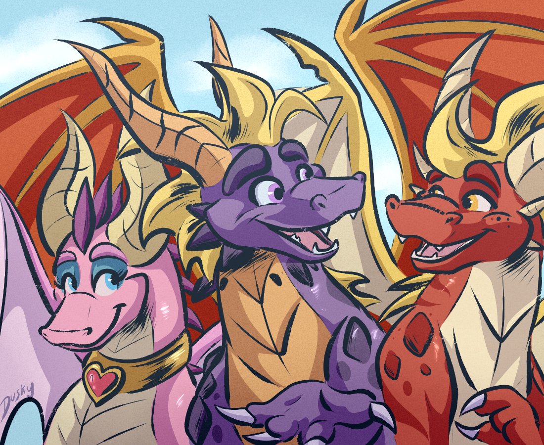 Spyro And Cynder And Ember And Flame