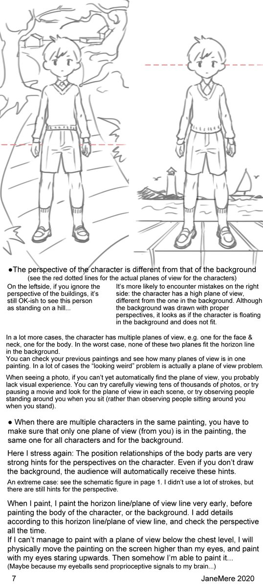 「Portraying characters with different planes of view/eye leve」JaneMereの漫画