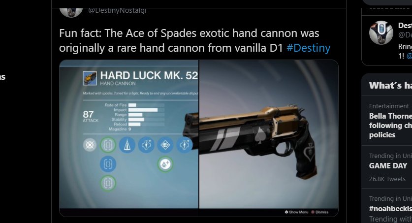 DestinyNostalgia on Twitter: "Fun fact: The Ace of Spades exotic hand cannon was originally a ...