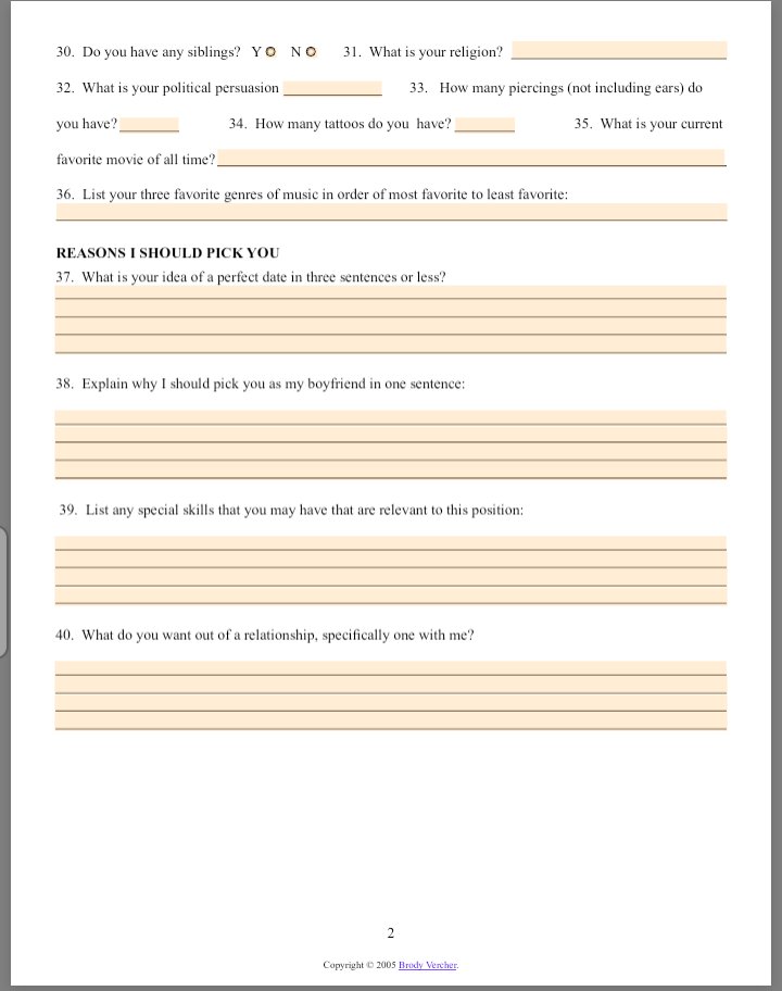 Official Boyfriend Application Page 2