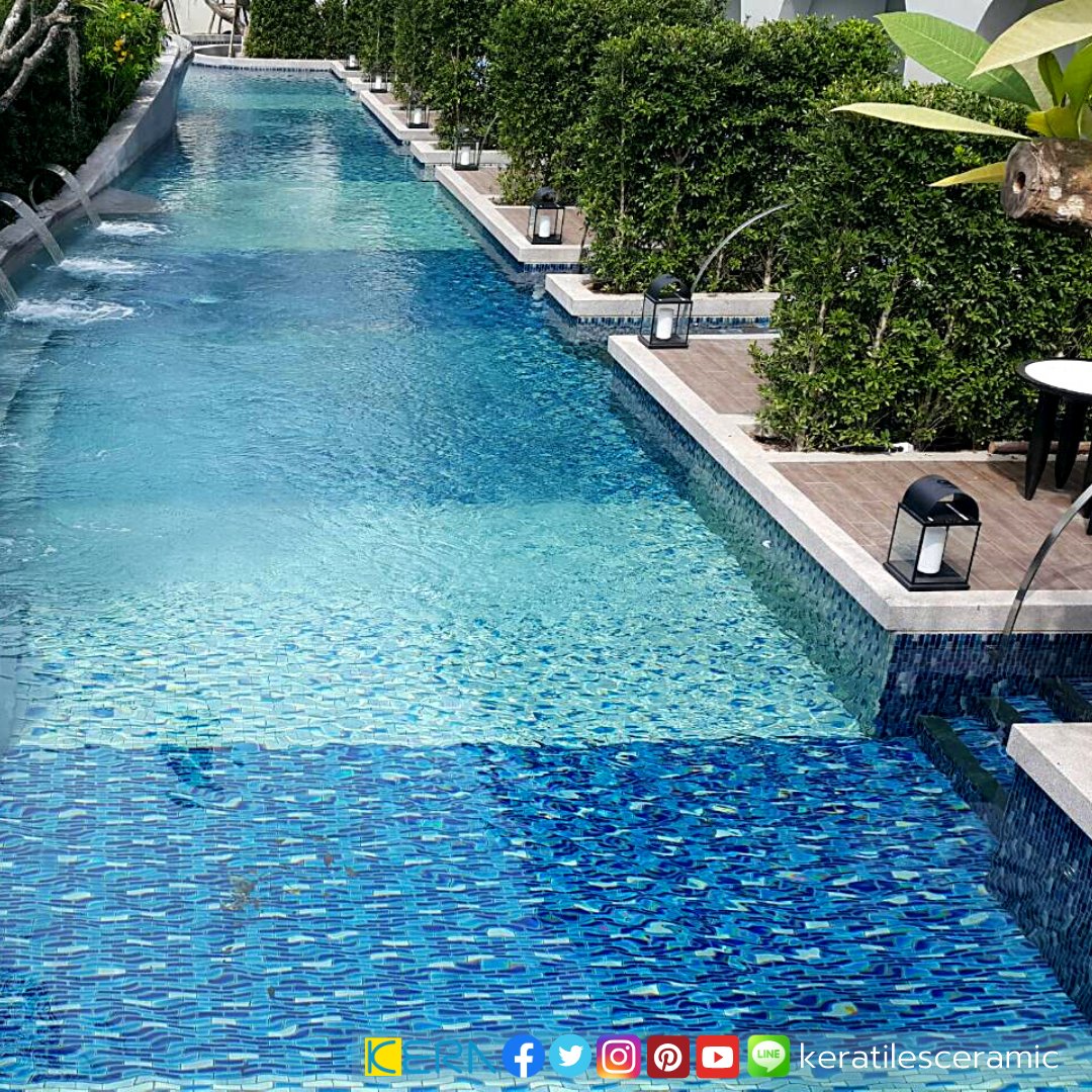 Keratiles Ceramic กระเบื้องสระว่ายน้ำและตกแต่ง on Twitter: "Beautiful swimming pool with Mix and ...
