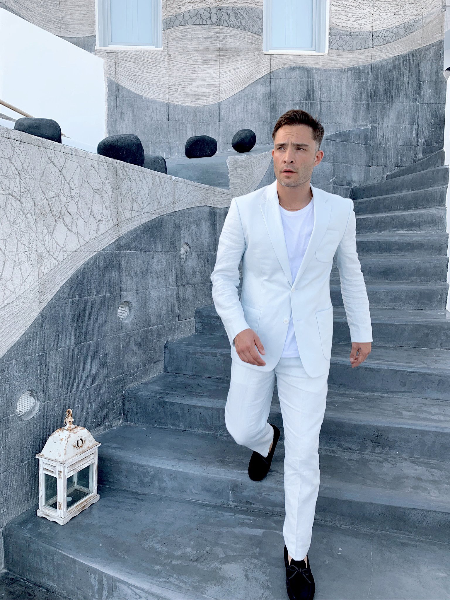 Ed Westwick White Suit