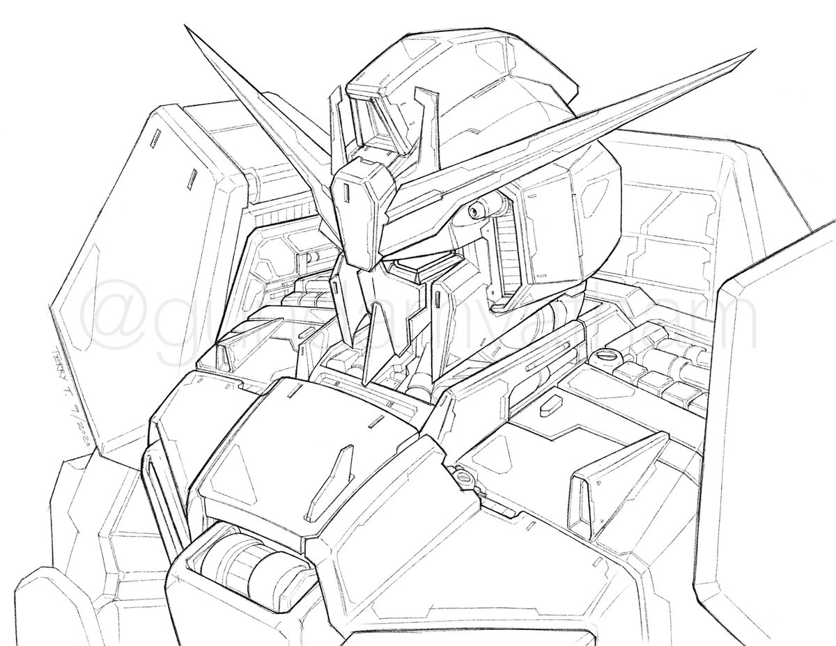 「Here's the close up of the Freedom Gundam commission drawing ...