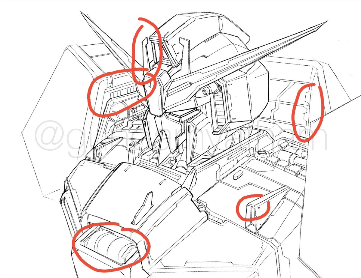 「Here's the close up of the Freedom Gundam commission drawing ...