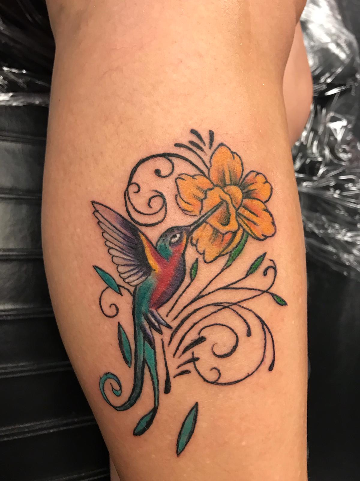 Hummingbird Flower Tattoo