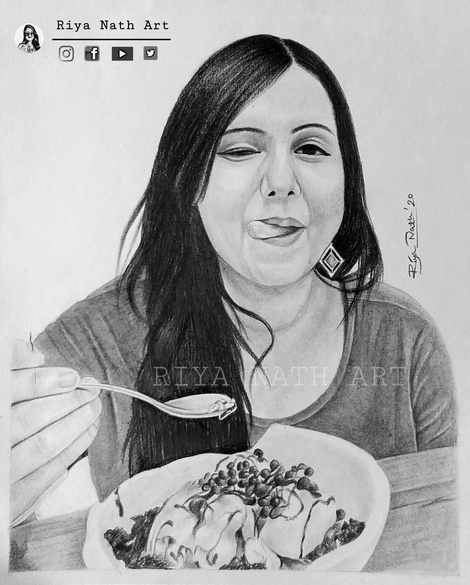 Riya Nath Art (Commission Open) on Twitter: "Pencil Sketch | Winking Face | Portrait Work DM to ...