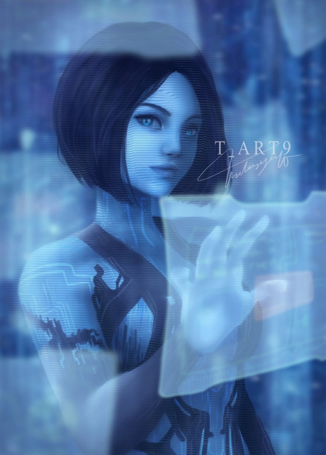 Halo Cortana Drawing Cortana Fan Art Poster Print Etsy