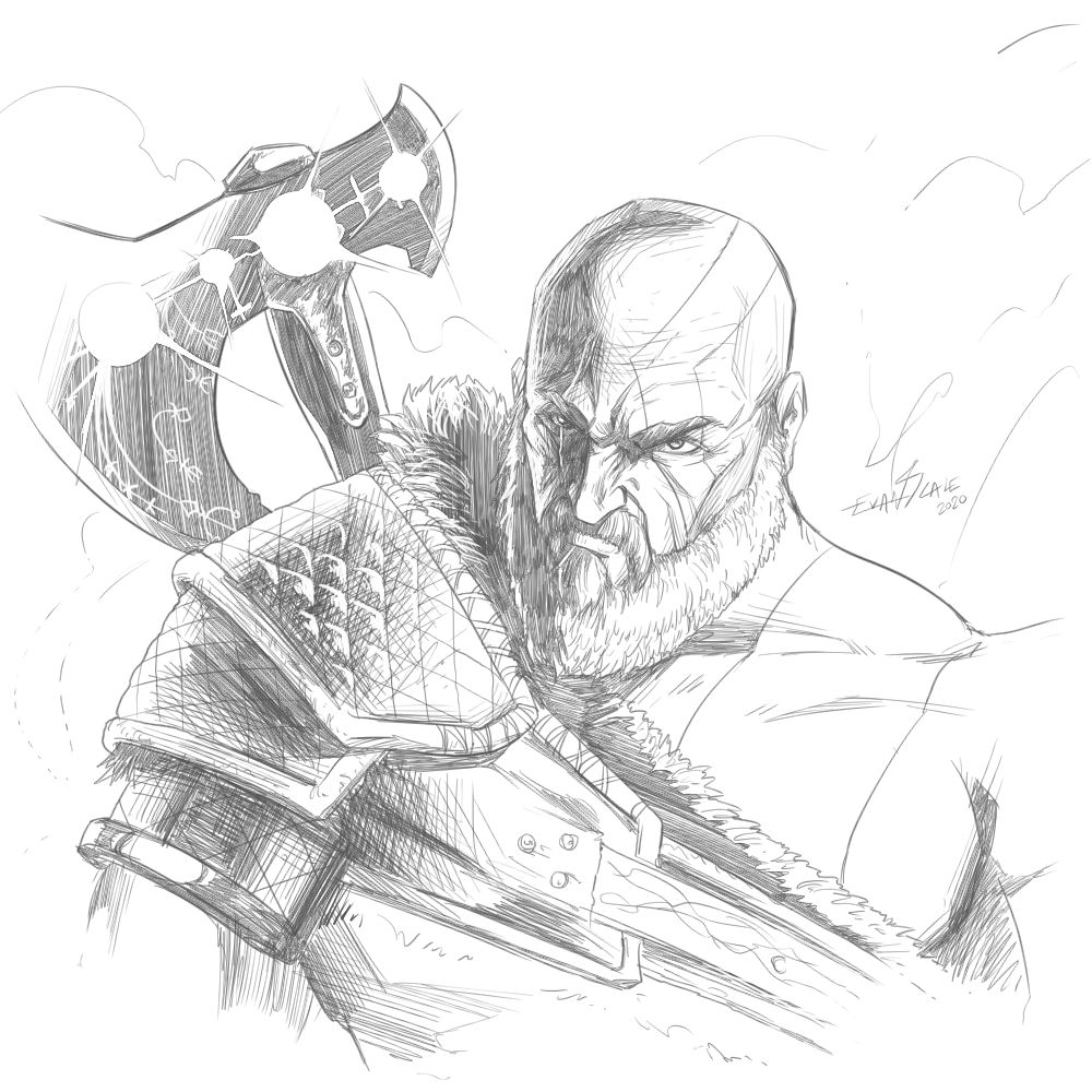 Kratos Drawings In Pencil