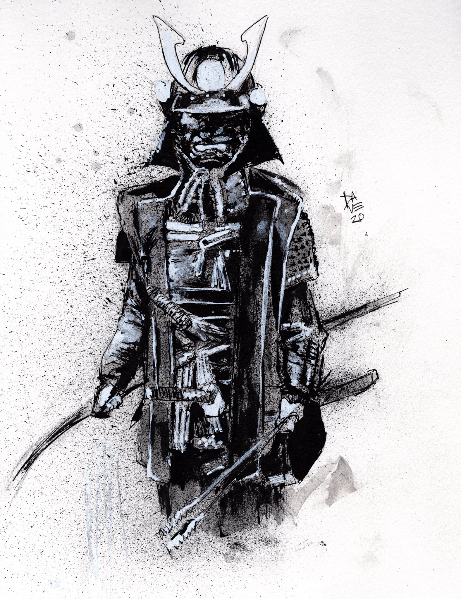 Samurai Ink Drawing
