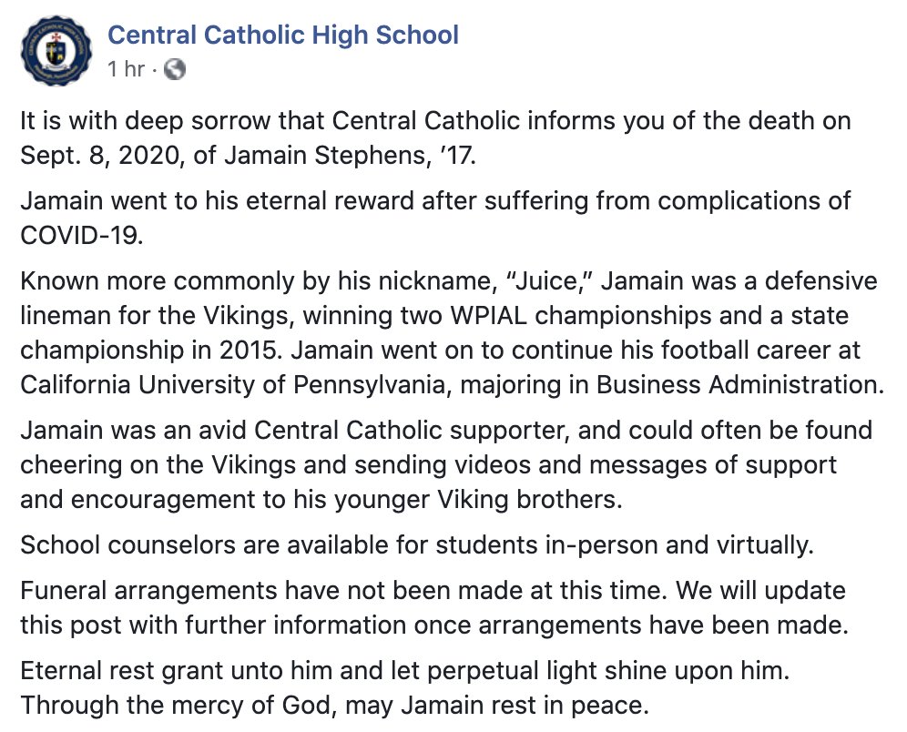 Cal U Senior DL Jamain Stephens has passed away due to complications ...
