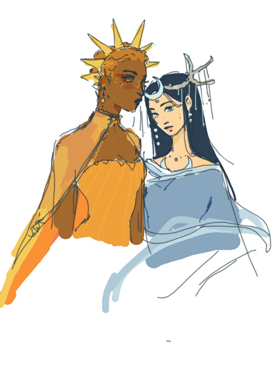 「quick oc doodle. sun and moon goddess. y」|🧧kylie ♚ 🧧のイラスト
