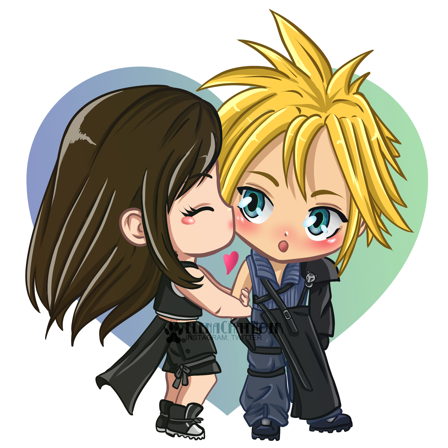 Final Fantasy Cloud And Tifa Chibi