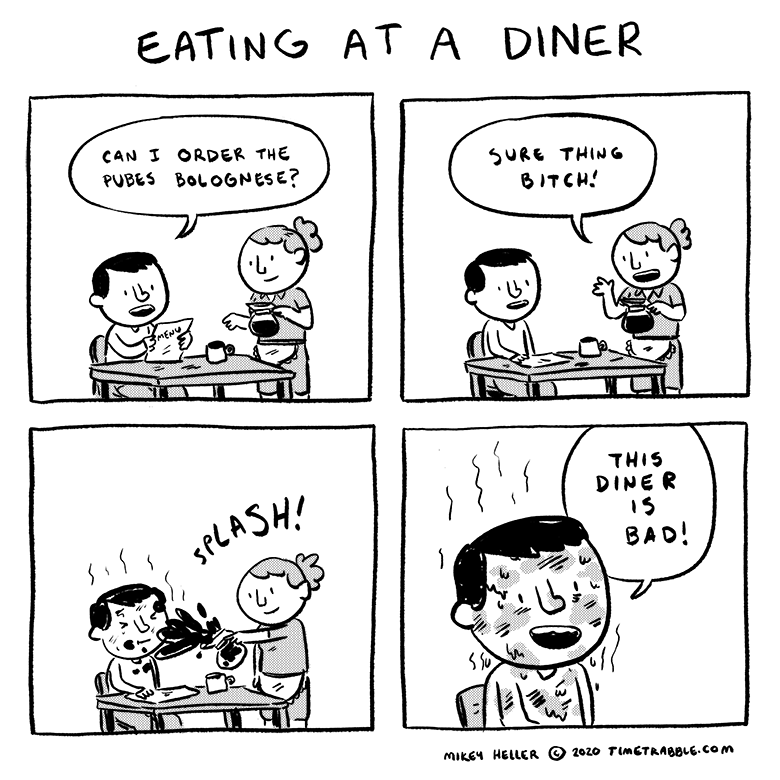 「i drew a comic about eating at a diner 」|Mikey Hellerの漫画
