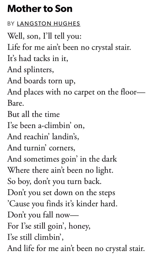 Langston Hughes Poems Mother To Son