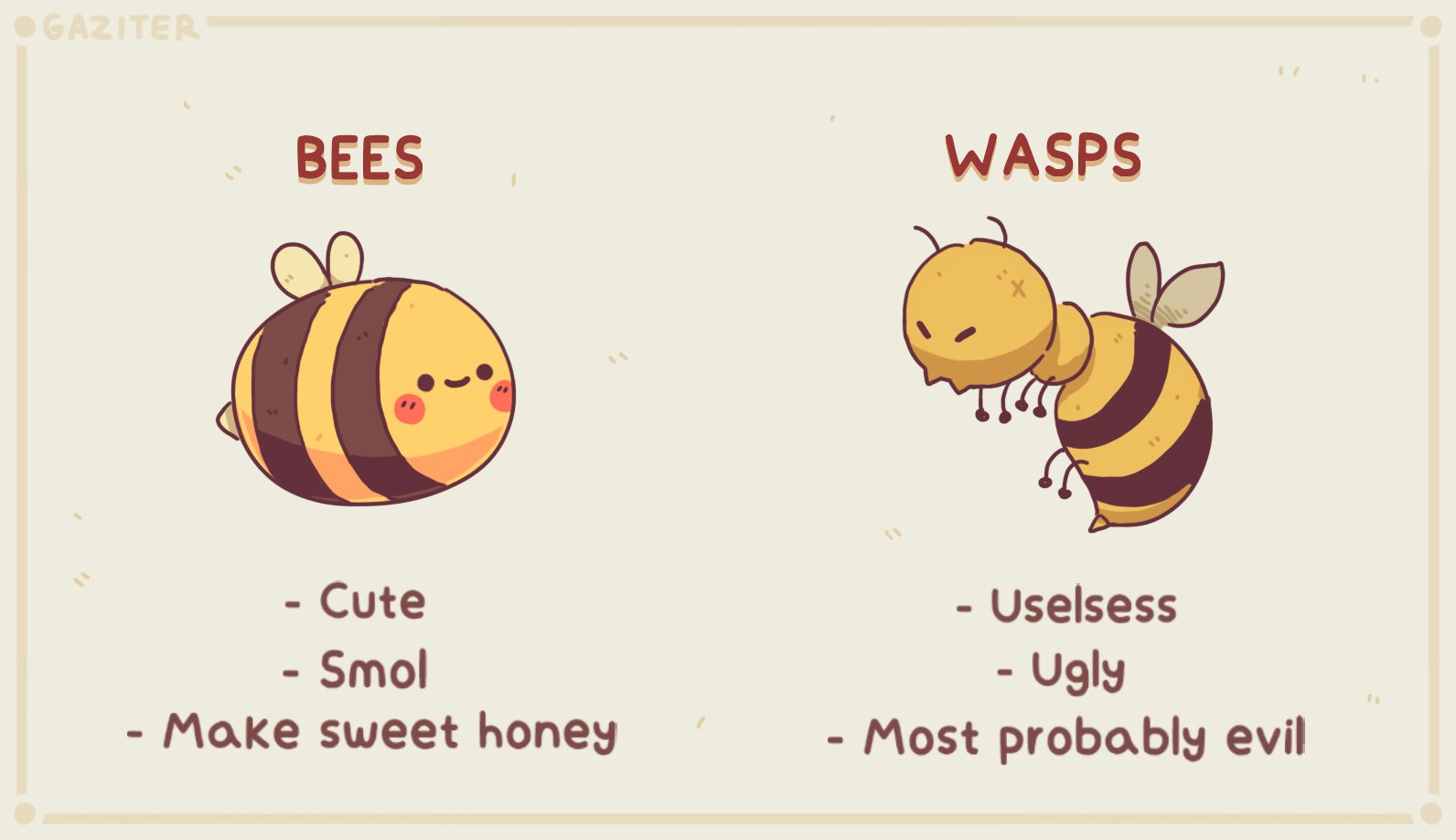 Cartoon Honey Bee Vs Wasp
