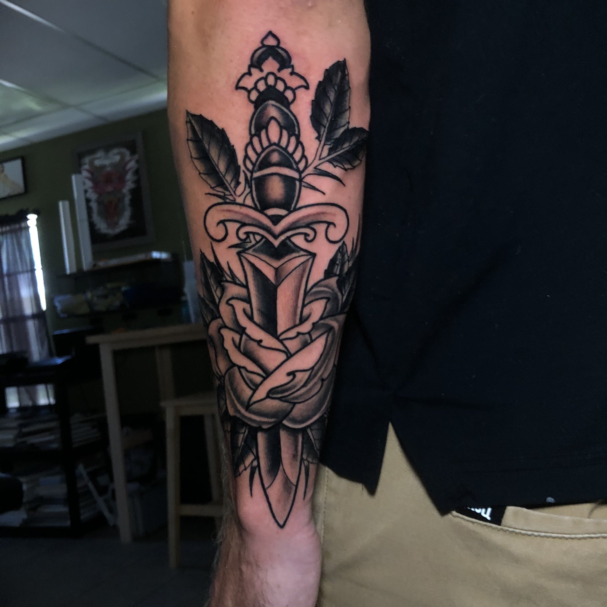 Dagger And Rose Tattoo