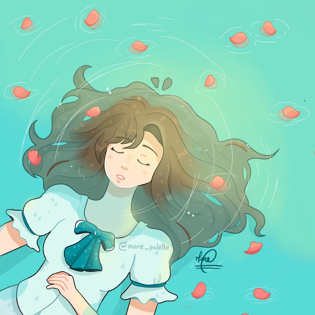 Girl Floating In Water Drawing Girl In Water Floating, Alnozo | Ms.