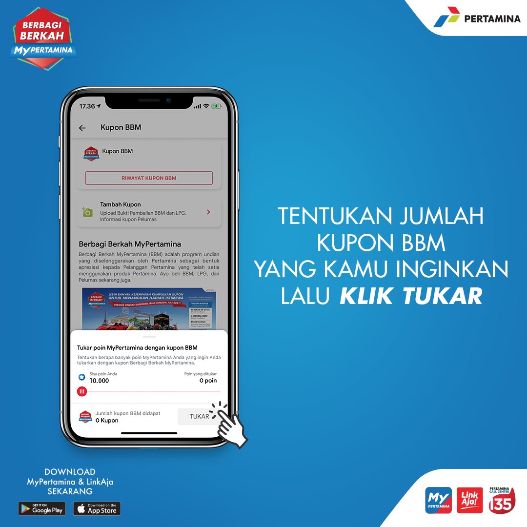 MyPertamina on Twitter: "4.Tentukan jumlah kupon BBM yang kamu inginkan lalu klik “Tukar” 5 ...