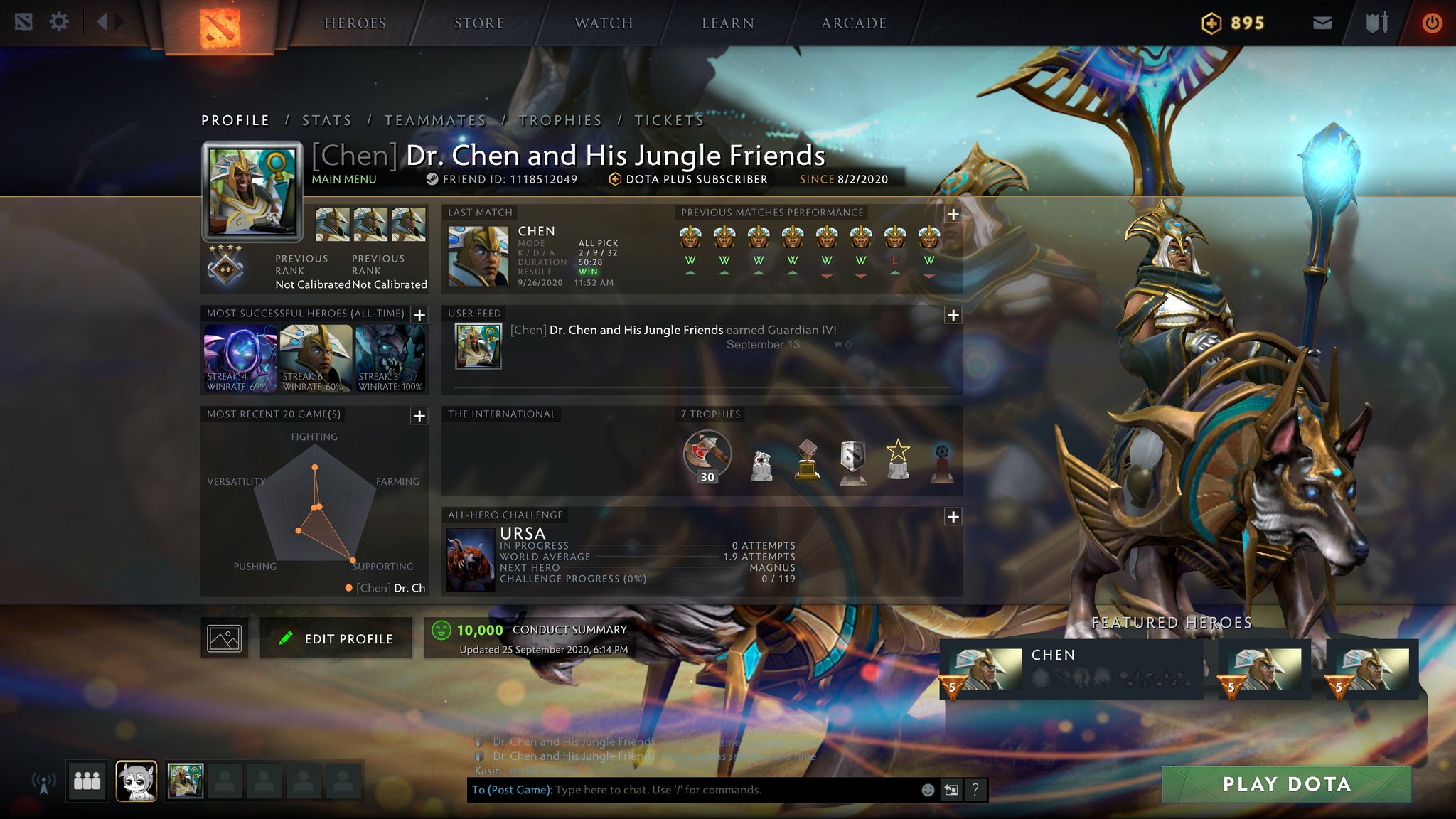 Reddit Dota 2 on Twitter: "Decided I wanted to get good with Chen, so I made my profile into a ...