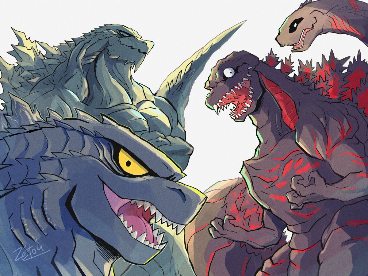 ゴジラ 「ワーーーーイ 」|ゼトウのイラスト