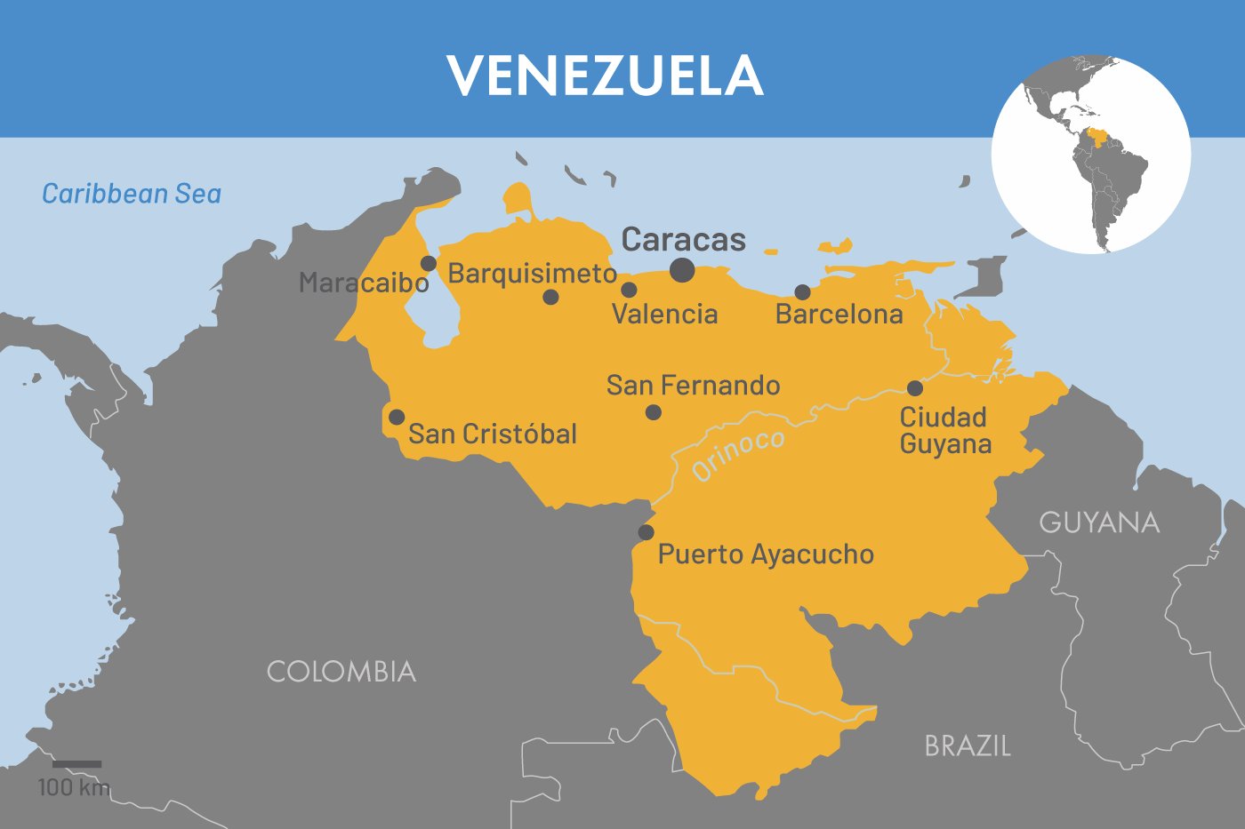 Map Of Venezuela And Surrounding Countries