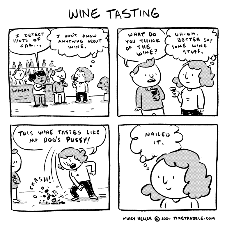 「i drew a comic about wine tasting 」Mikey Hellerの漫画