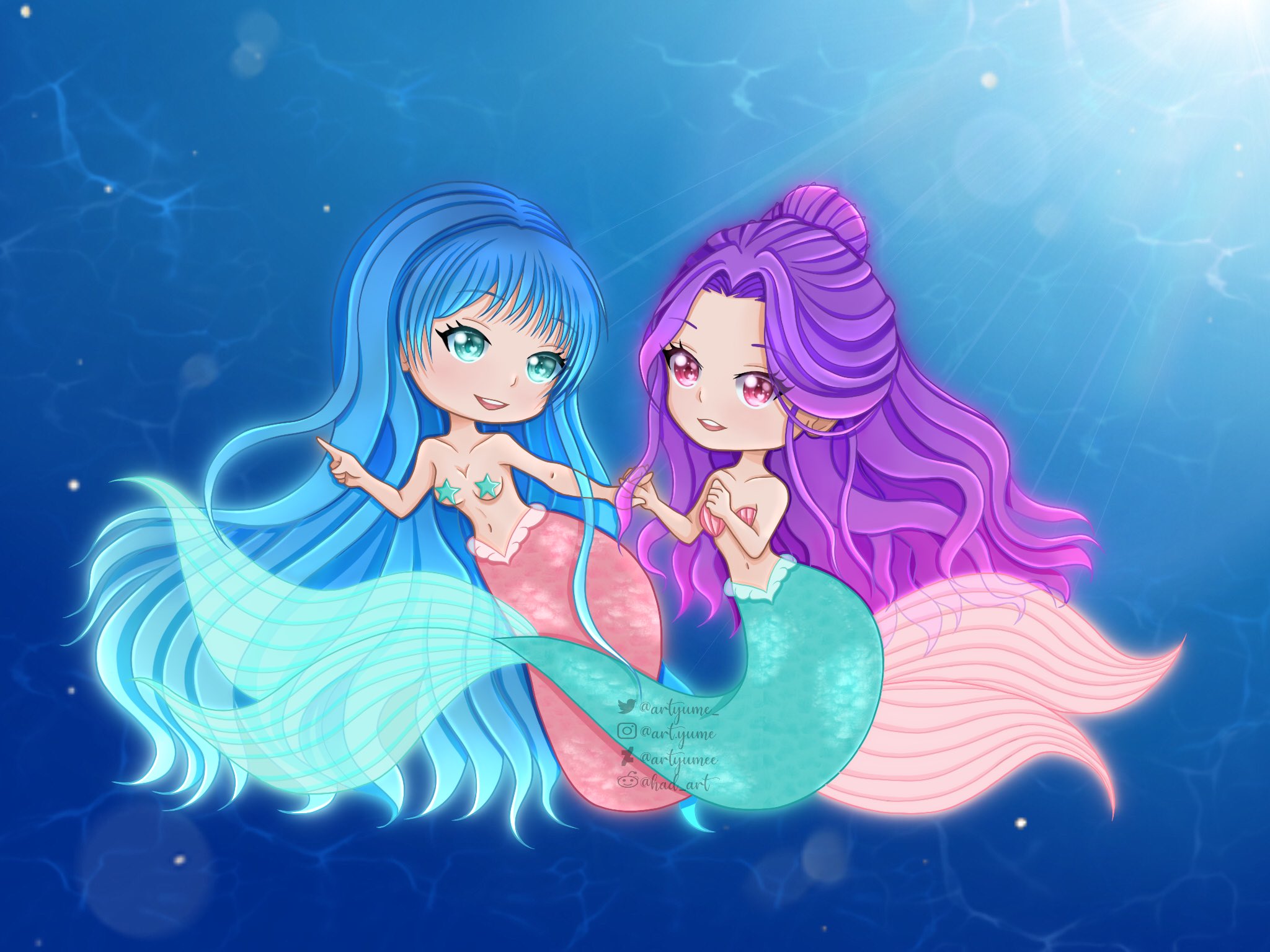 Chibi Anime Mermaid ArtStation Mermaid Melody Fanart Mermaid Forms