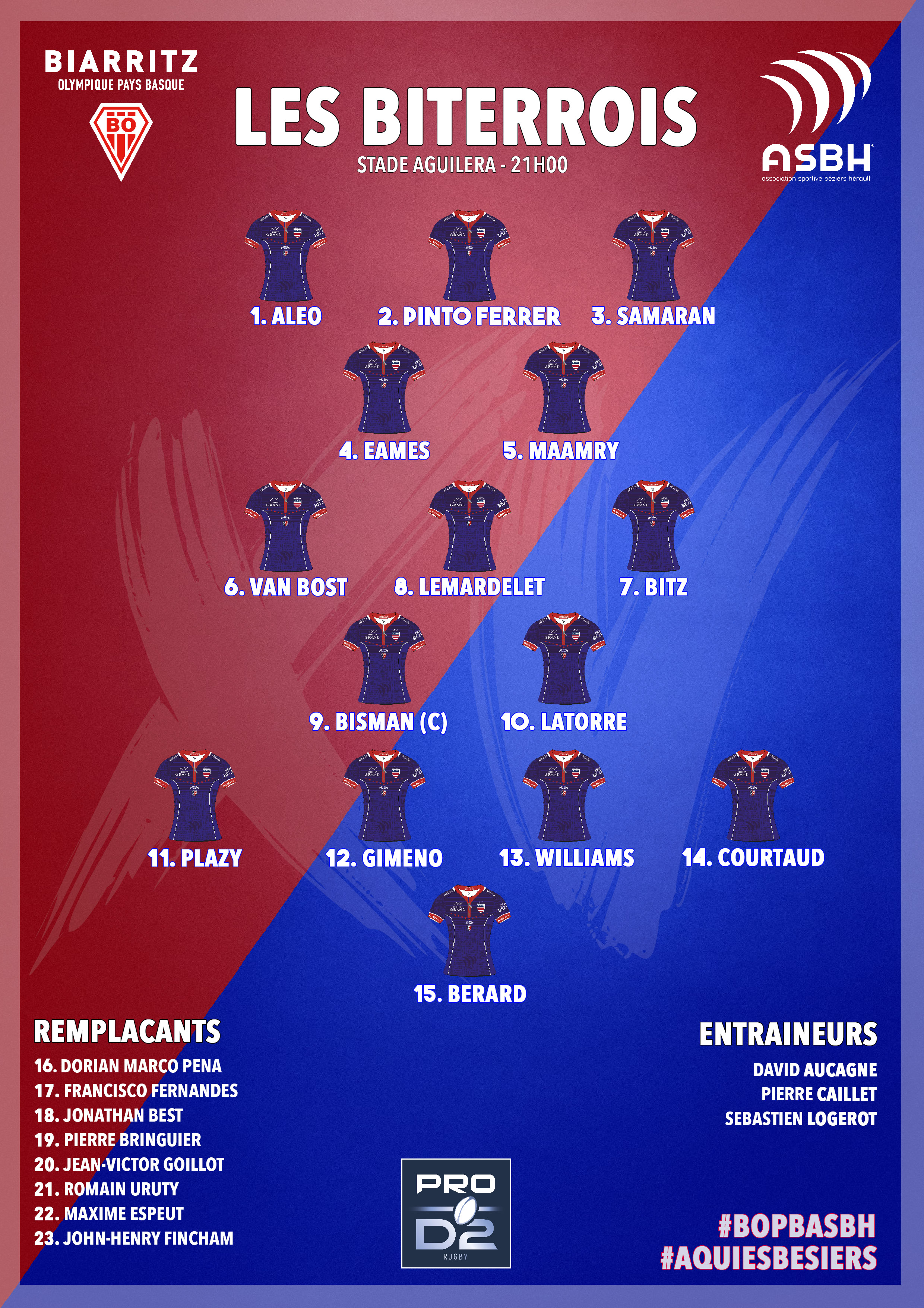 Rugby Pro D2 ( Béziers ) : Voici la composition de l'équipe pour l ... Rugby Pro D2 ( Béziers ) : Voici la composition de l'équipe pour l ...