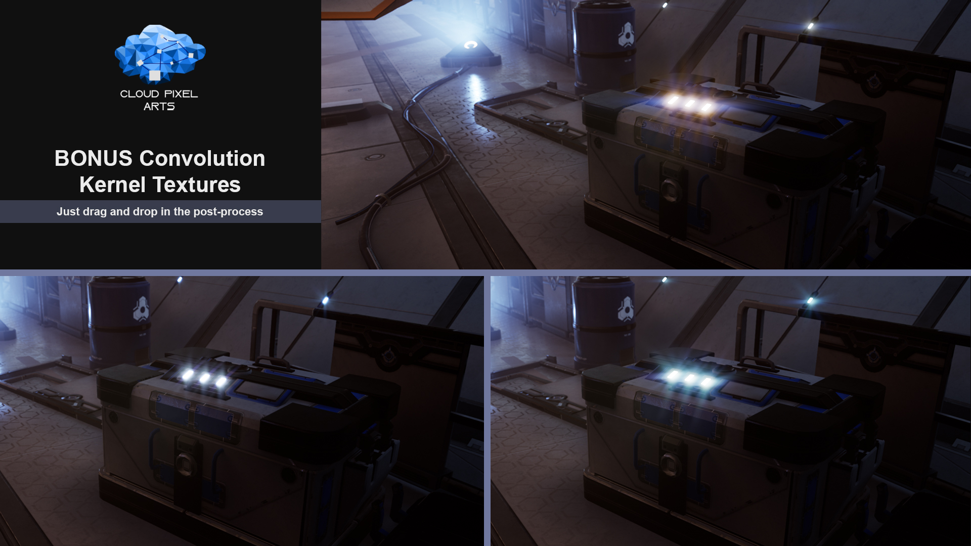 Thunderpoly on Twitter: "Preview of the different convolution bloom textures from the Sci-Fi ...