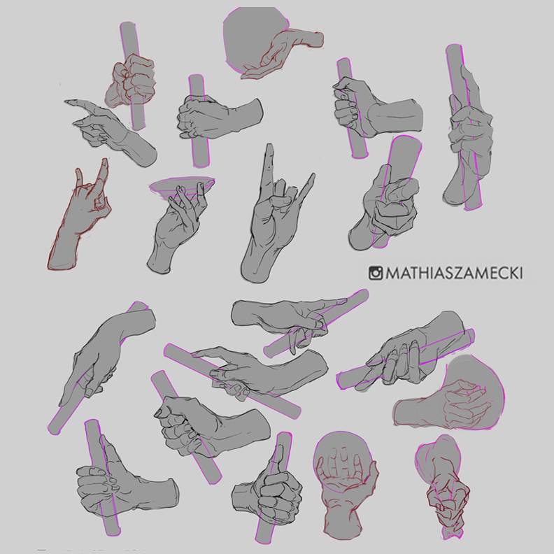 Hand Holding Pole Drawing