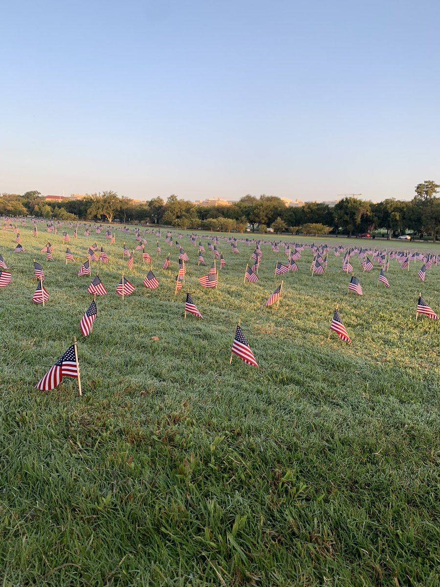 Flags in honor of the 200,000 Americans who have died from the ...