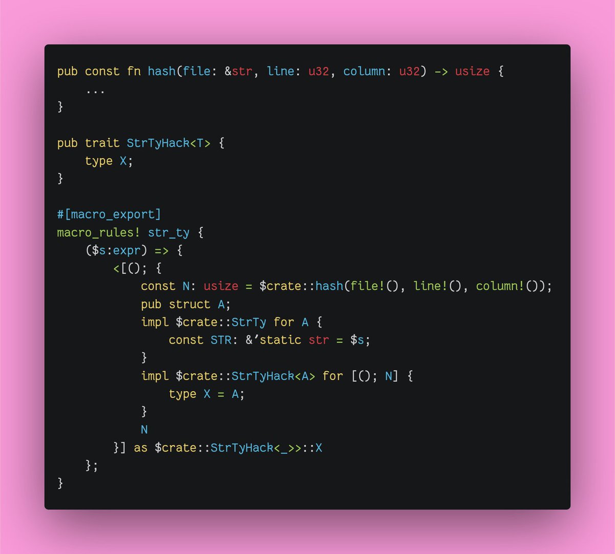 @rustlang challenge! Can you make a macro `str_ty!("..")` that makes ...