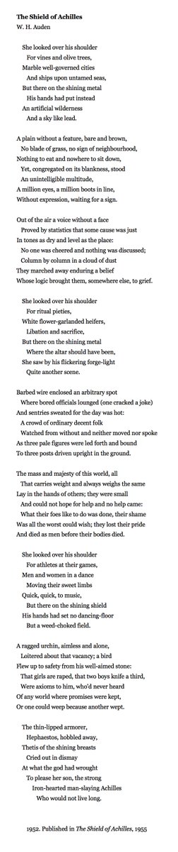 The Shield Of Achilles Auden