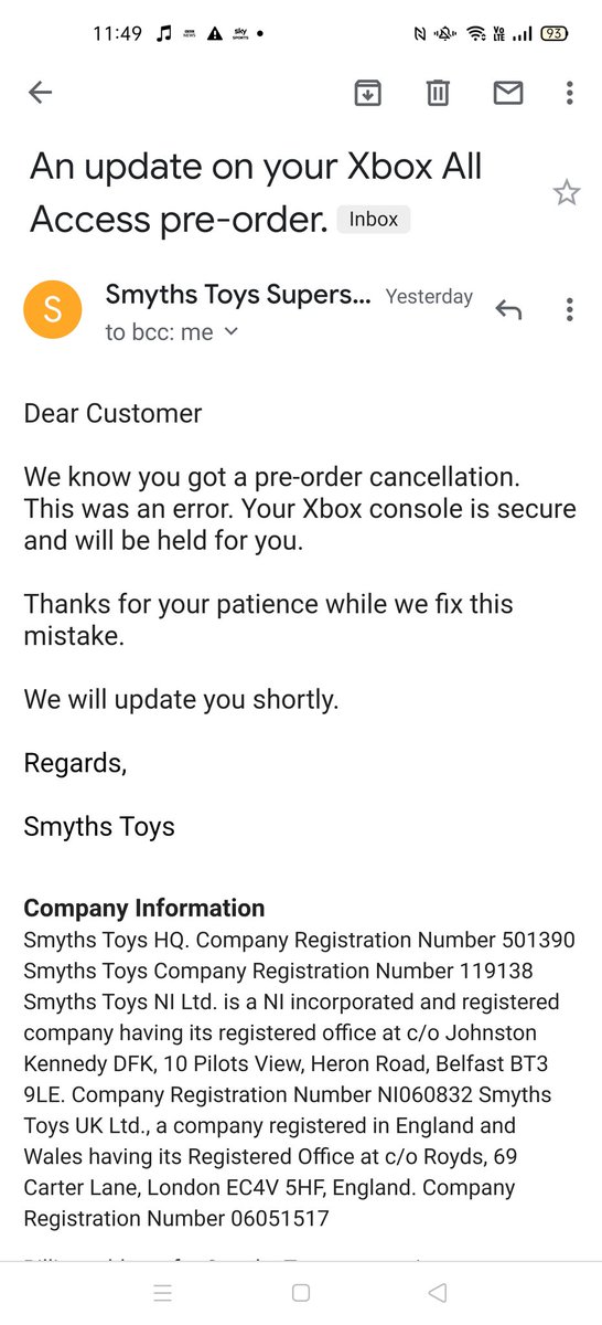Smyths cancel pre order store