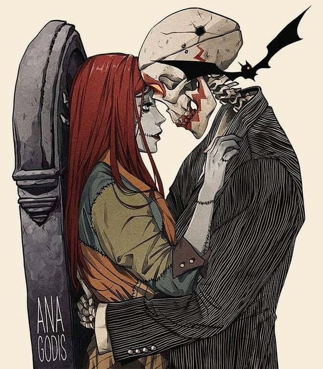 Jack And Sally Nightmare Before Christmas Kissing