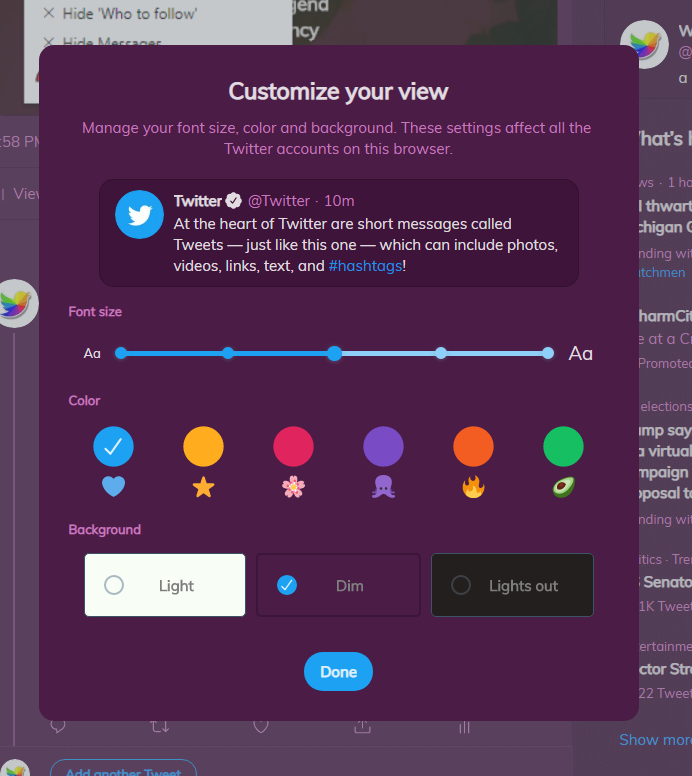 Vitaminser on Twitter: "3. Lume affects all three color themes of Twitter: Light, Dim and Lights ...