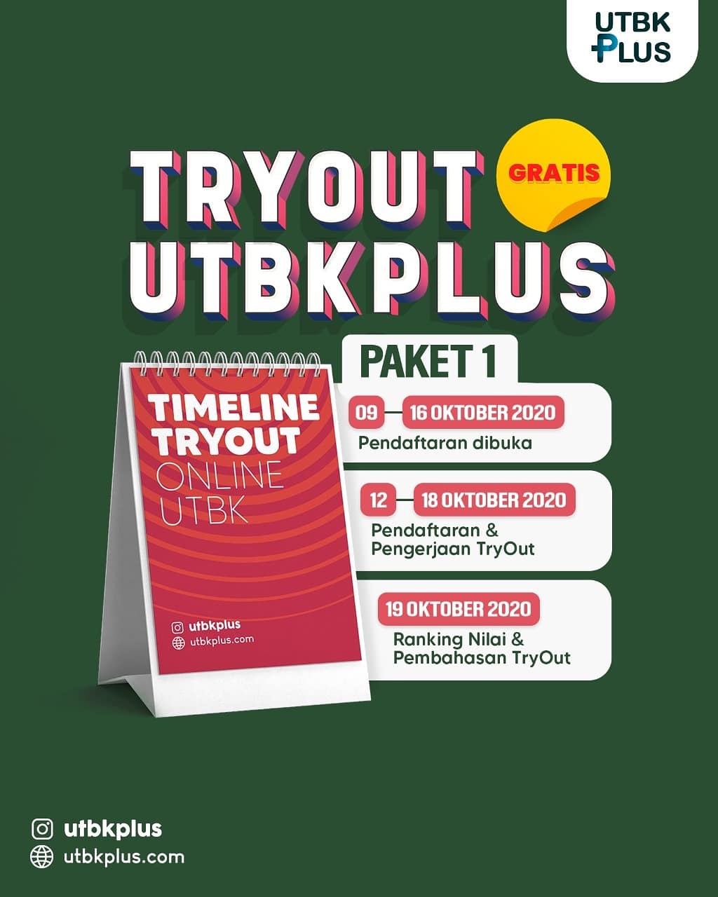 TRY OUT ONLINE UTBK SBMPTN on Twitter: "PENDAFTARAN TRY OUT UTBKPLUS GRATIS PAKET 1 SUDAH DIBUKA ...