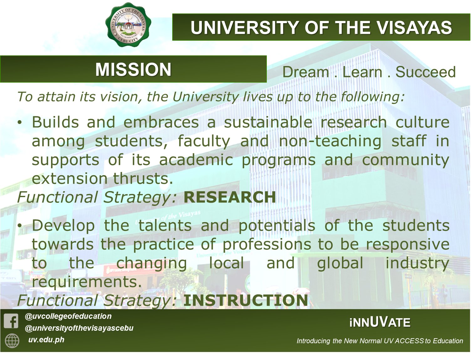 The University Of Visayas Cebu City Visayas State University (VSU):