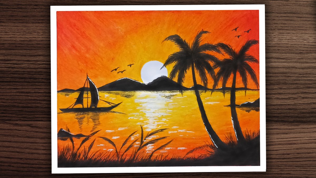 Sunrise Scenery Drawing