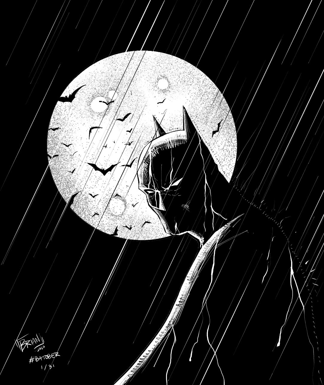 Black And White Scratch Art Batman