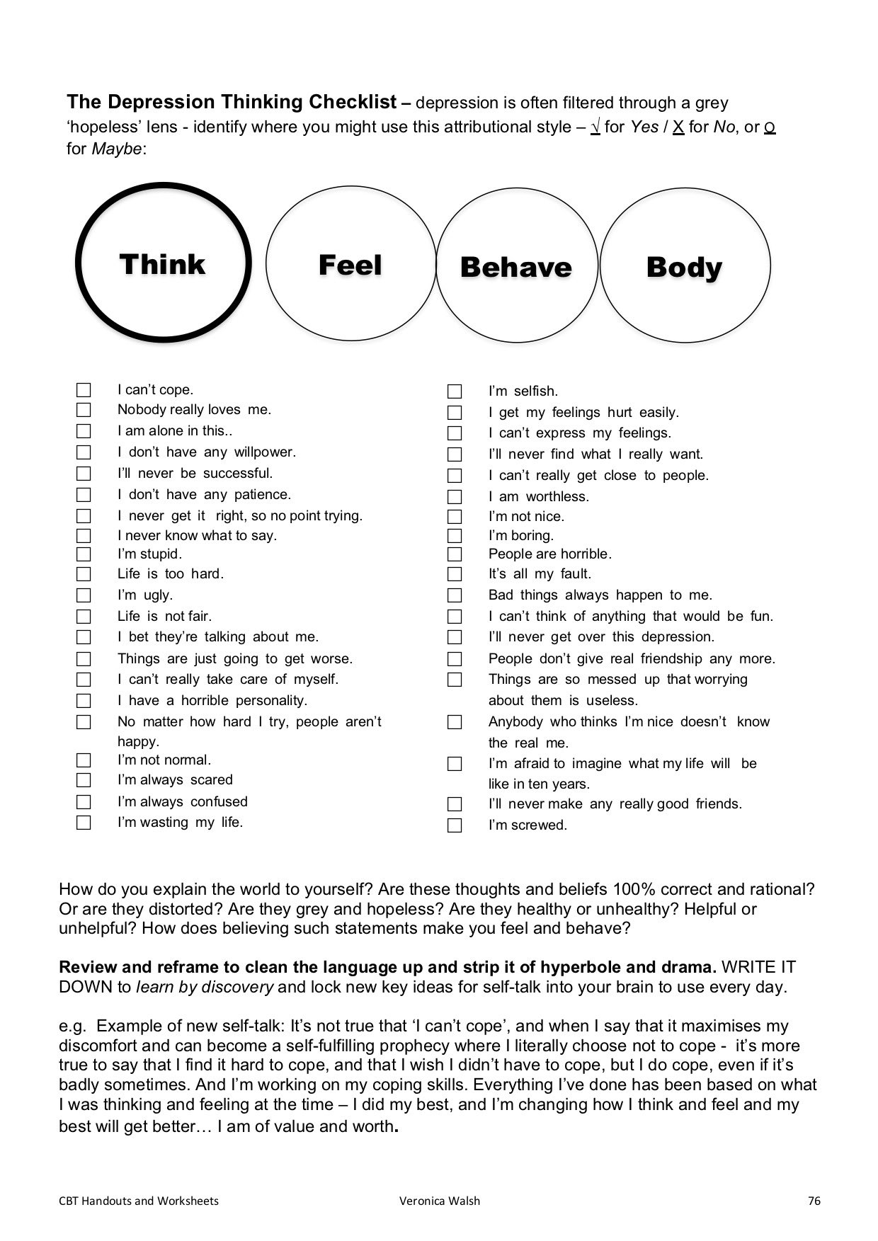 Depression Worksheets Cbt CBT Worksheets For Anxiety: Free ABC Anxiety