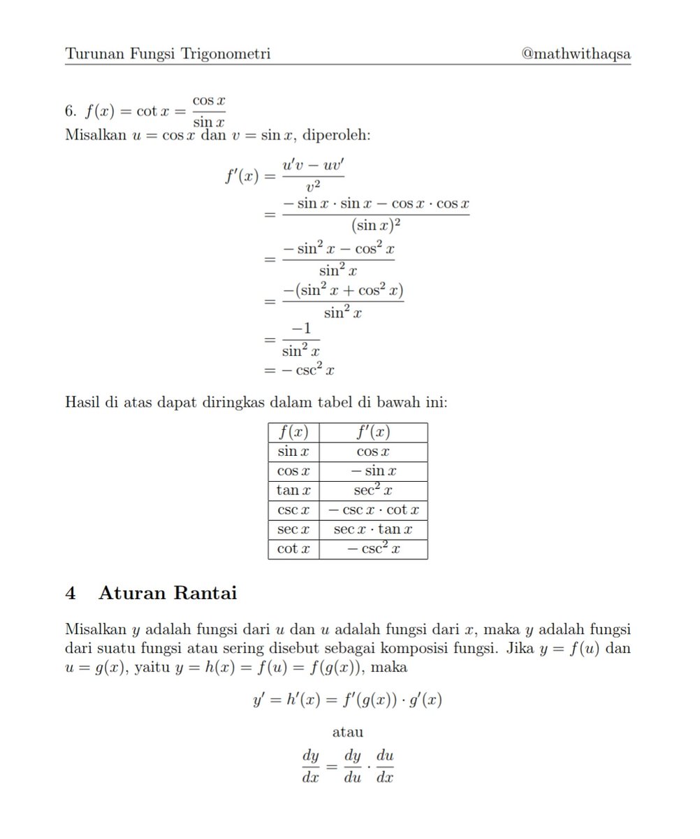 Materi Turunan Trigonometri Kelas 12 Pdf